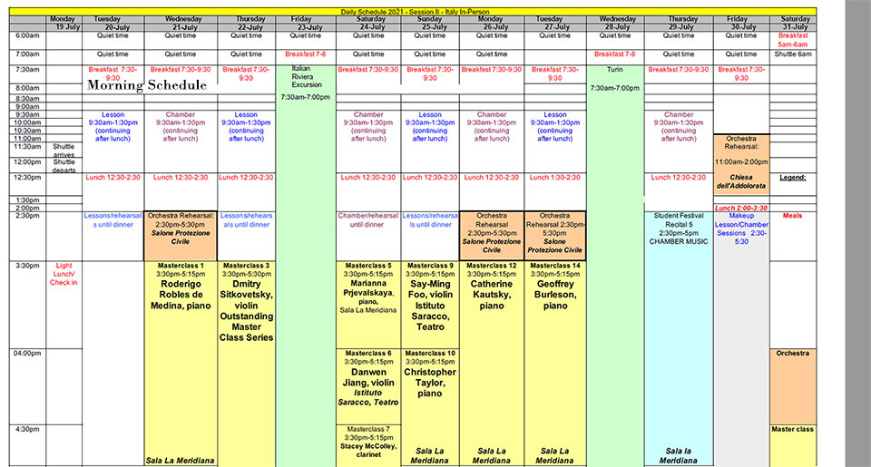 Daily Schedule - InterHarmony - Italy